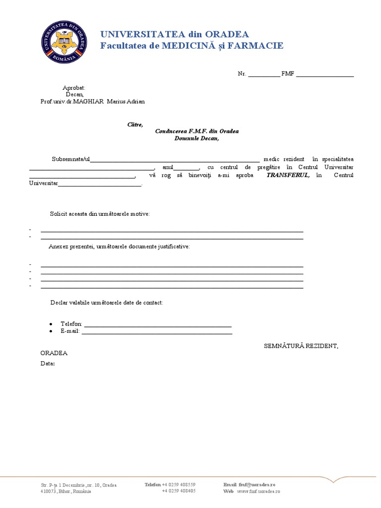 MODEL - Cerere Transfer - 2022 | PDF