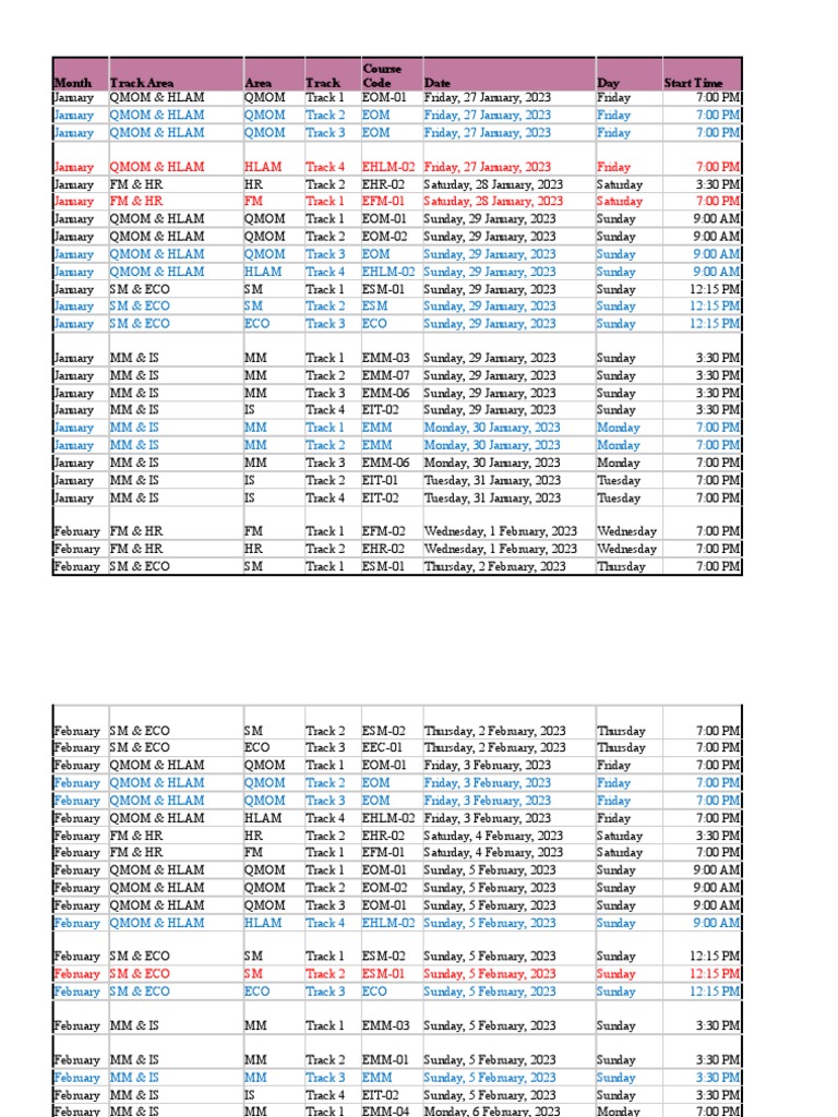 QMOM & HLAM Schedule Overview | PDF | Financial Economics | Economies
