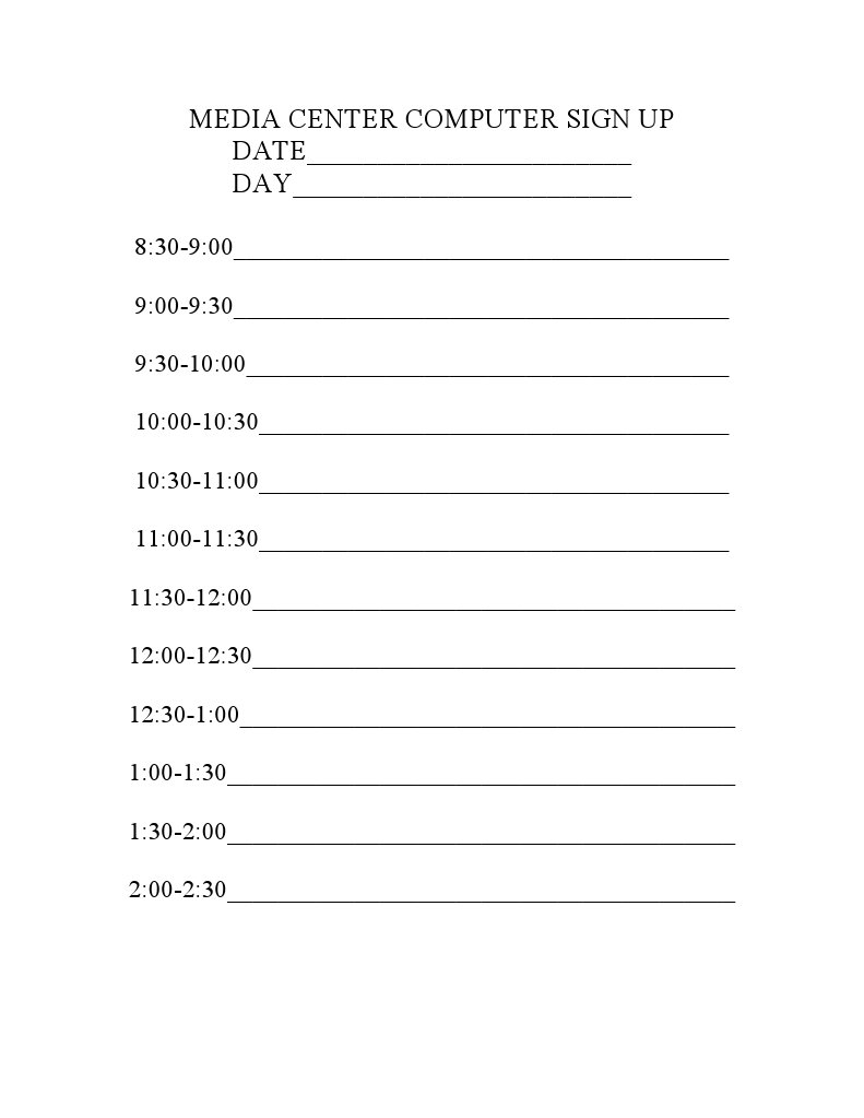 Media Center Computer Sign Up | PDF