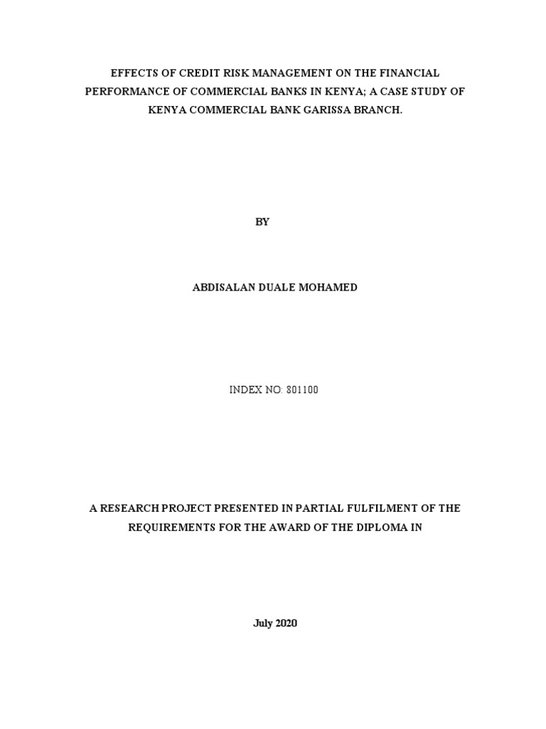 Abdisalan Duale Project | PDF | Banks | Financial Risk
