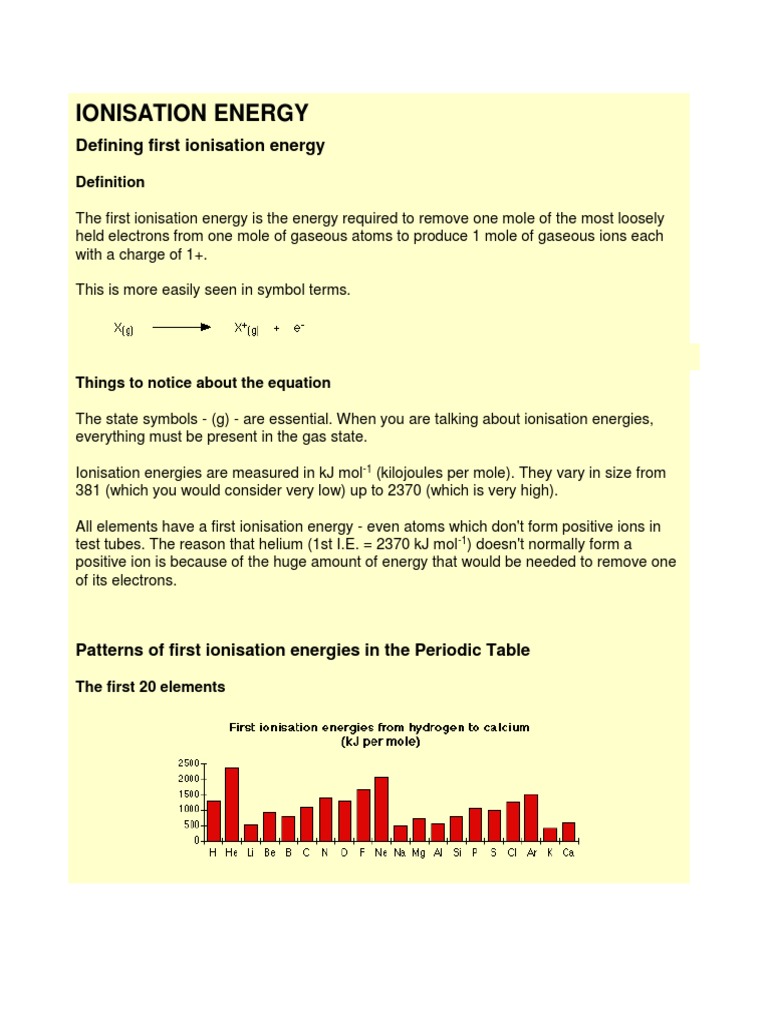 Ionisation Energy | PDF | Atomic Nucleus | Electron