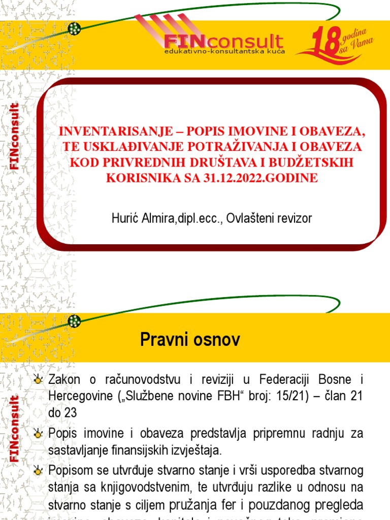 3.almira Hurić, OR - Pripremene Radnje Godišnjeg Obračuna Budžeta ...