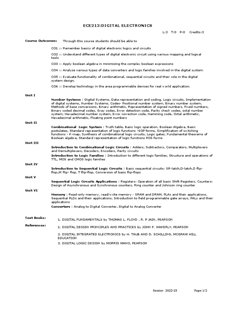 ECE213 | PDF | Digital Electronics | Logic Gate