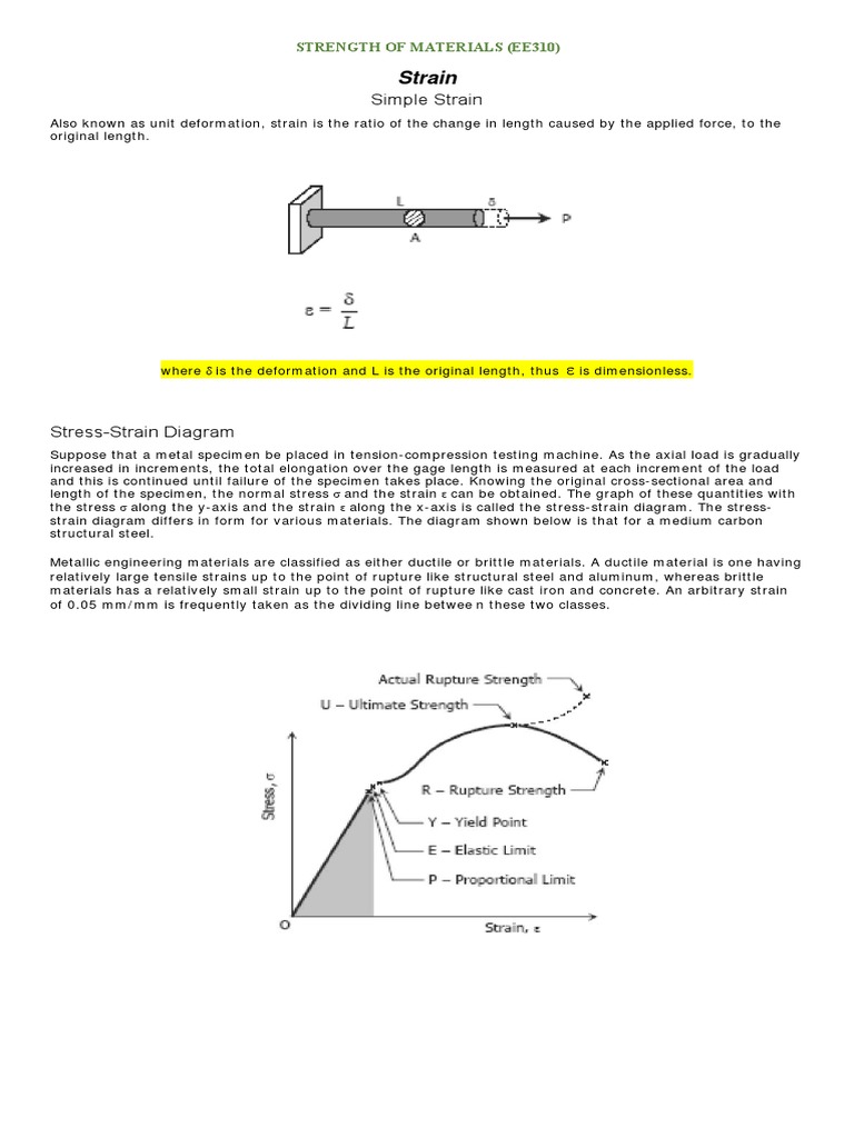 Simple Strain | PDF | Deformation (Engineering) | Yield (Engineering)
