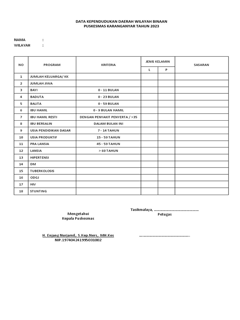 Form Kunjungan Darbin 2 | PDF