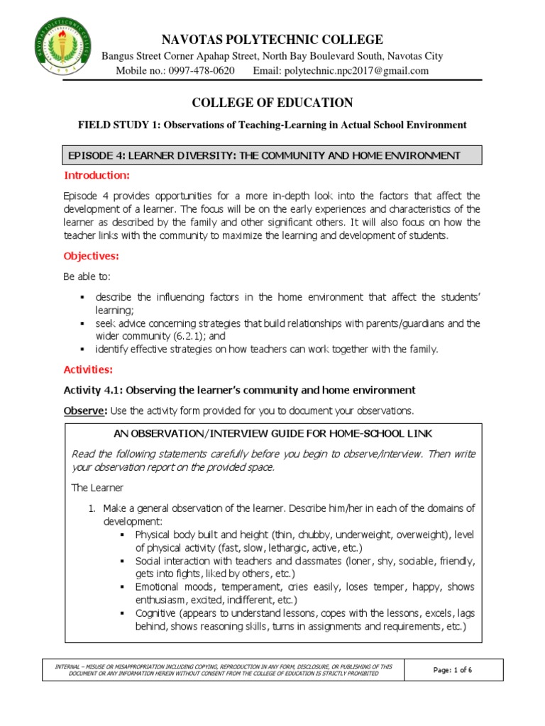 FS 1 EPISODE 4 - Learner Diversity, The Community and Home Environment ...