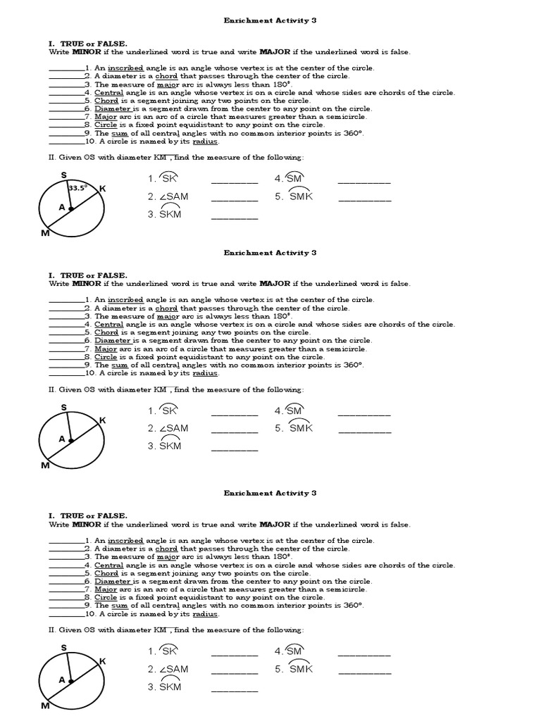 Enrichment Activity 3 | PDF | Circle | Angle