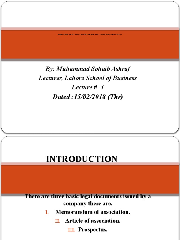 Dated:15/02/2018 (THR) : By: Muhammad Sohaib Ashraf Lecturer, Lahore School of Business Lecture ...