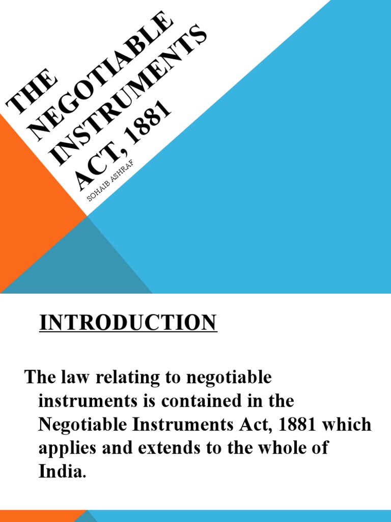 The Negotiable Instruments Act 1881 381011348 | PDF | Negotiable Instrument | Promissory Note