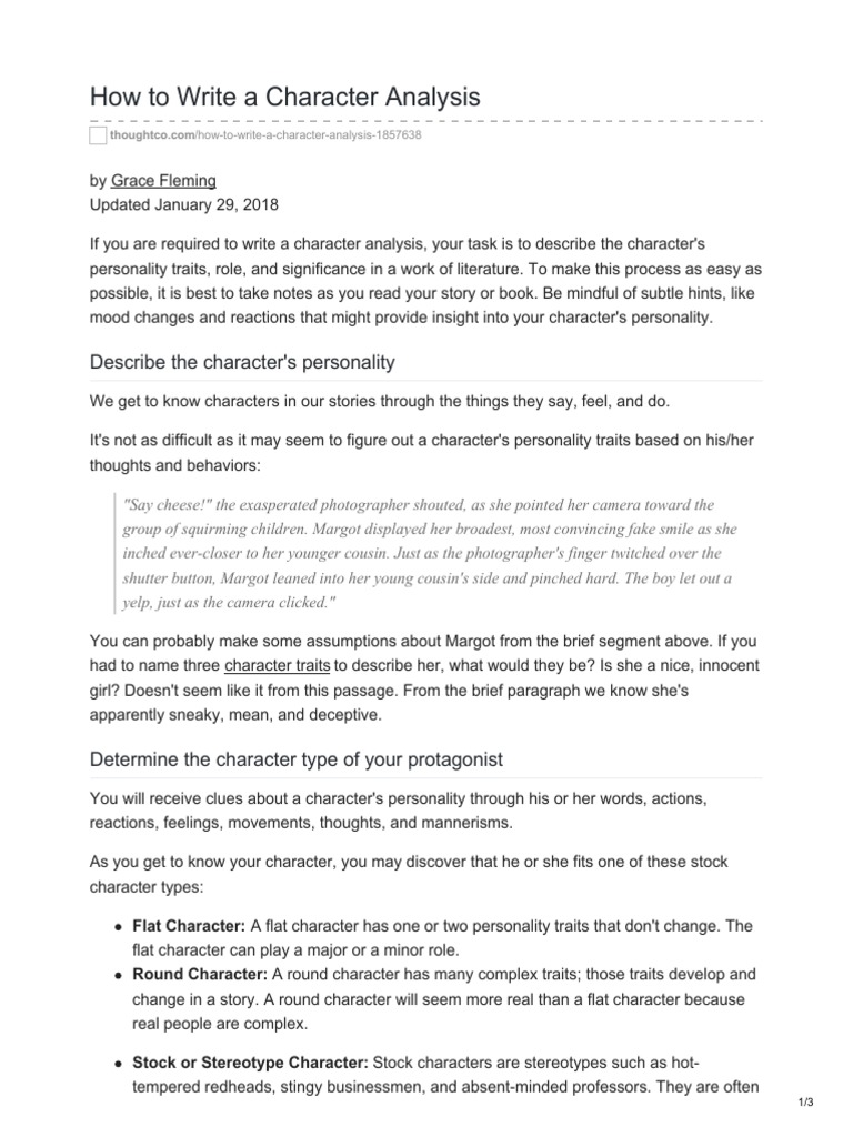 Howto Writea Character Analysis | PDF | Huckleberry Finn | Adventures ...