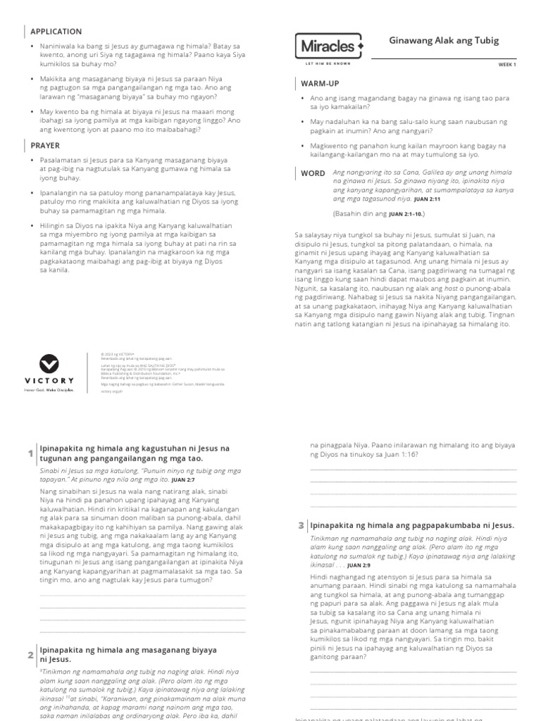 Miracles 1 Ginawang Alak Ang Tubig Print | PDF