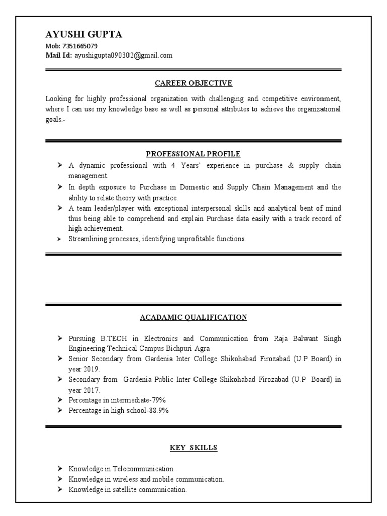 Ayushi Resume | PDF | Communication | Cognition