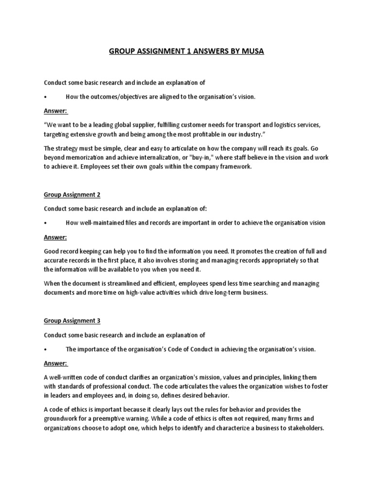 Group Assignment 1 Answers by Musa | PDF | Procurement | Records Management
