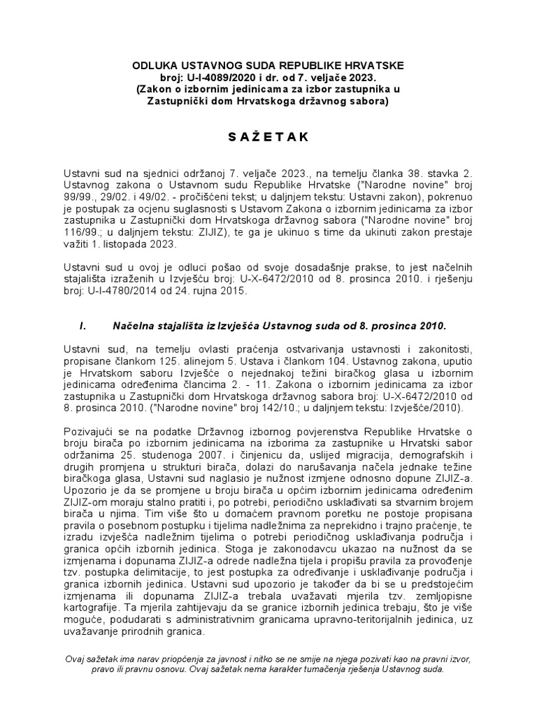 Odluka Ustavnog Suda | PDF