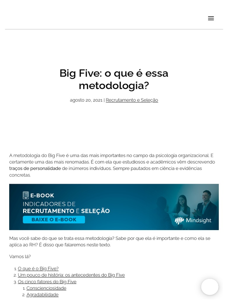 Big Five - o Que É Essa Metodologia e Por Que É Importante | PDF ...