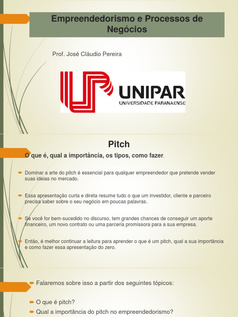 Pitch | Download grátis PDF | Empreendedorismo | Empresa Startup