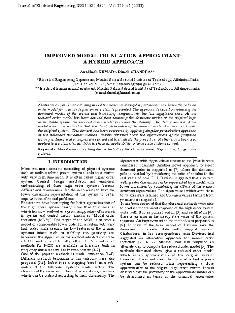 Improved Modal Truncation Approximant: A Hybrid Approach | PDF | Matrix ...