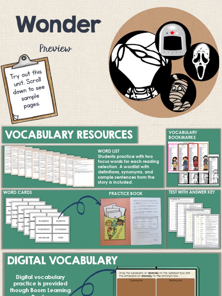 Wonder Novel Study Resources Bundle | PDF | Reading Comprehension ...