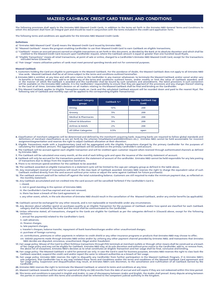 Ksa Mazeed CC Terms and Cond en | PDF | Credit Card | Payments