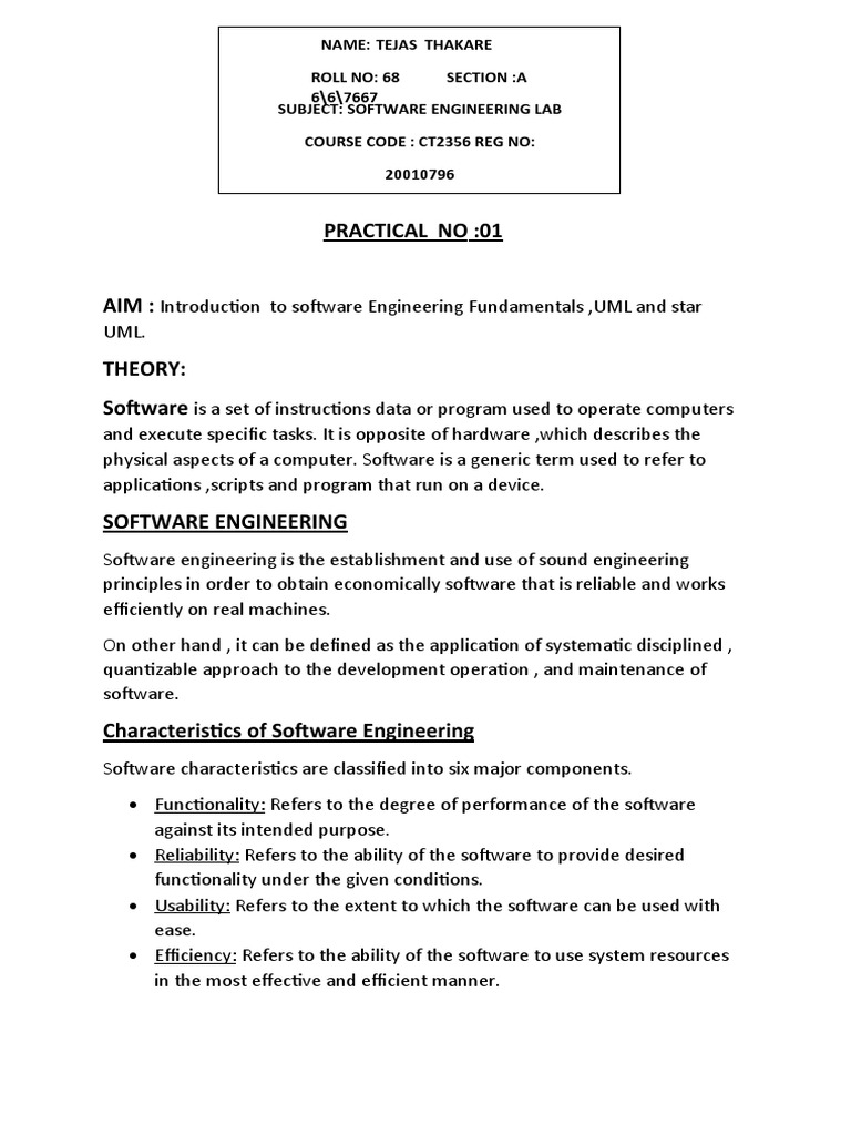 Se Practical 1 Tejas Thakare Pdf Use Case Class Computer Programming