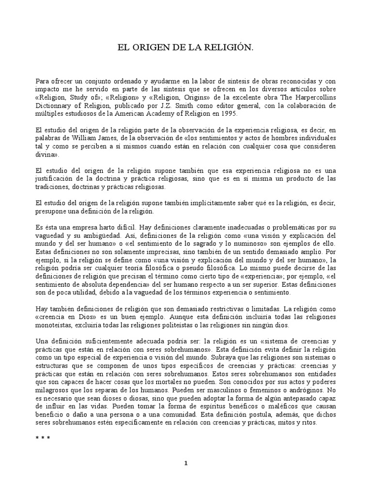 Origen y Definición de la Religión | PDF | Estudios religiosos ...