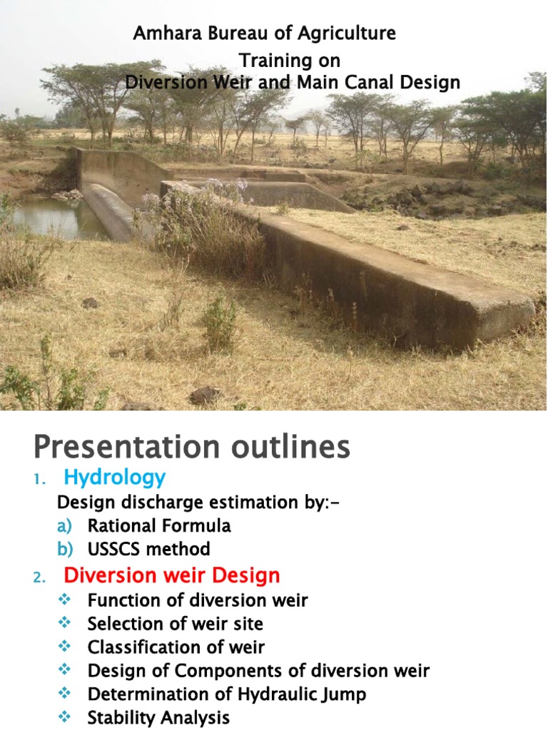 Design of Diversion Weirs and Main Canals: A Guide to Hydrologic ...