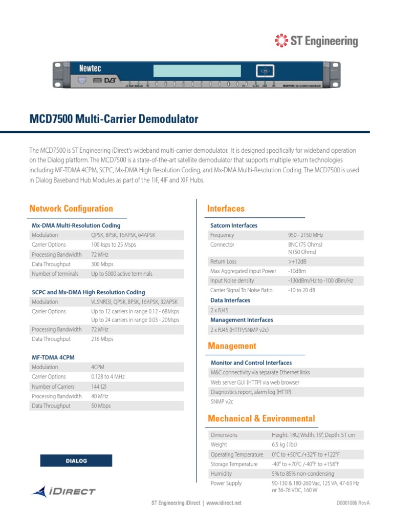 ProductSheet-MCD7500 2023 | PDF | Bandwidth (Signal Processing) | Modulation