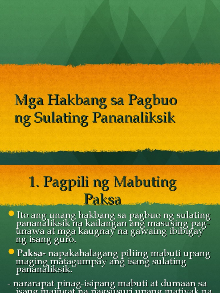 Mga Hakbang Sa Pananaliksik | PDF