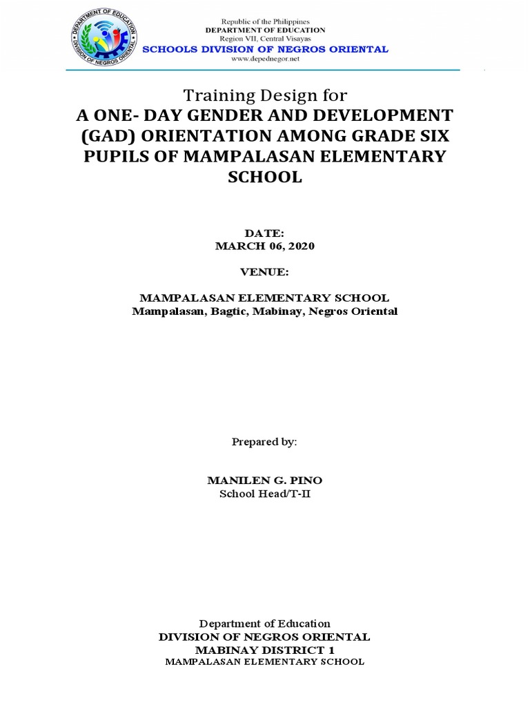 GAD Training Design Mes | PDF | Gender | Gender Studies