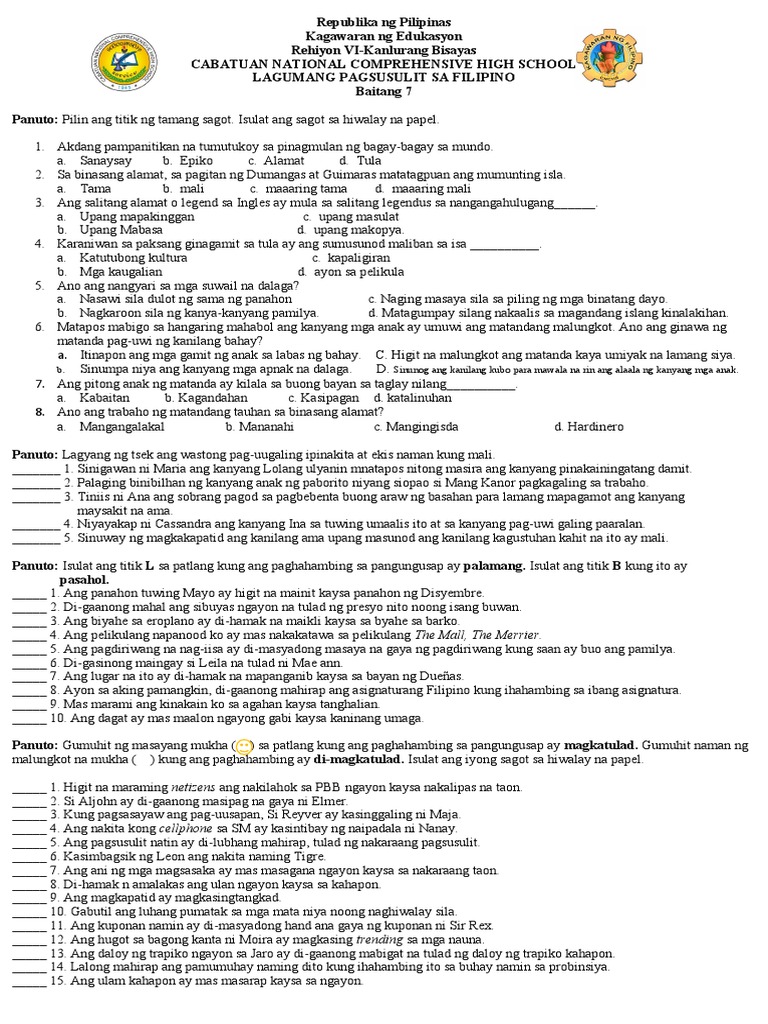 Summative Ikatlong Linggo | PDF