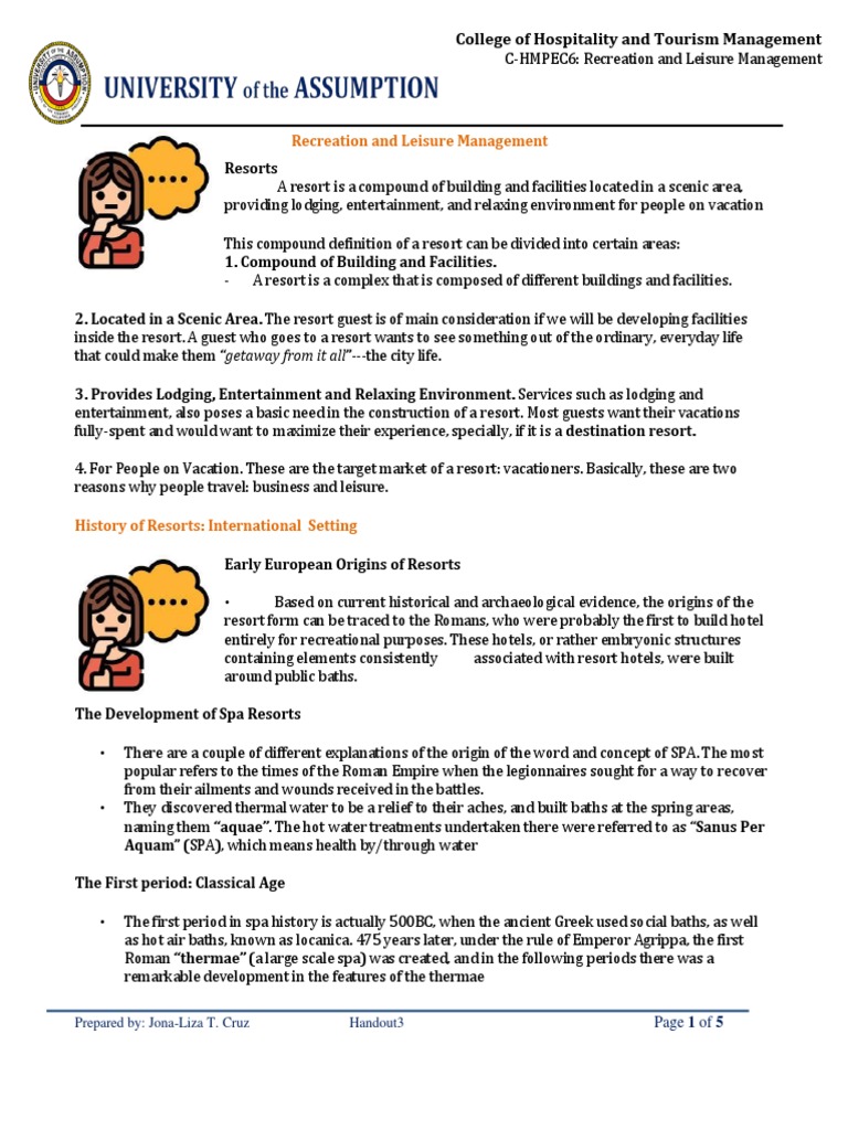 Handout 3 Leisure Pdf Resort Spa