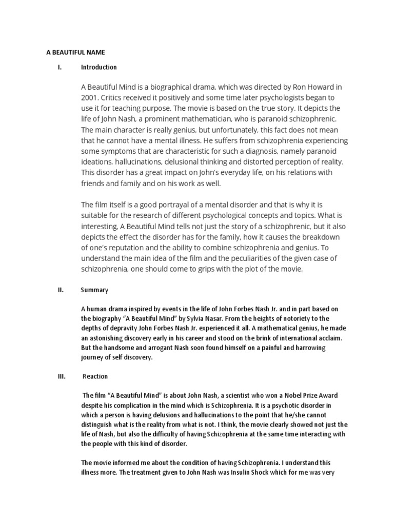 A Beautiful Mind: Schizophrenia Explored | PDF | Schizophrenia | Mental ...