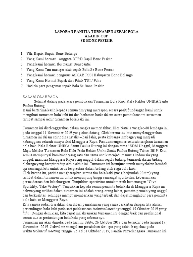 Laporan Panitia Turnamen Bola | PDF