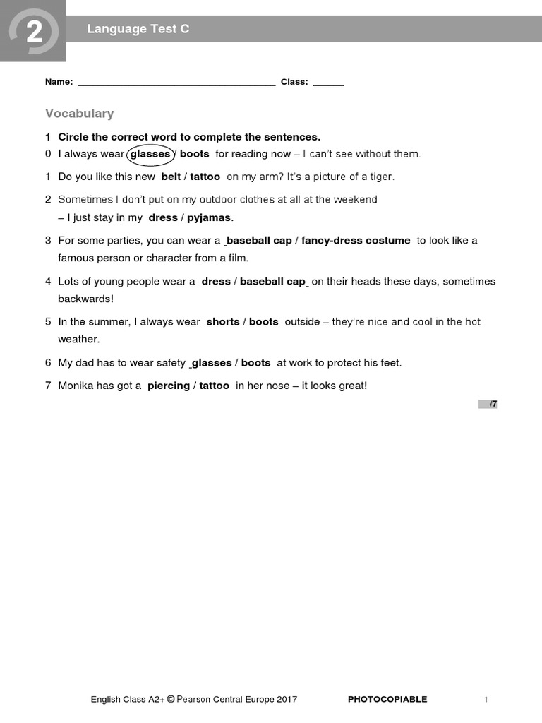 ECA2plus Tests Language Test 2C | PDF | English Language