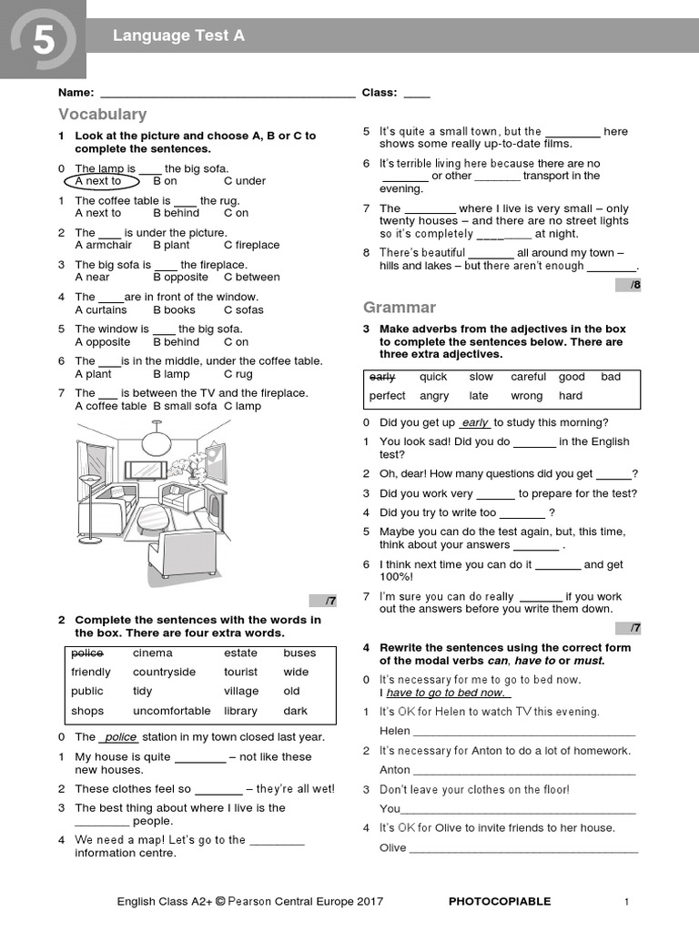ECA2plus Tests Language Test 5A | PDF | Linguistics | Grammar