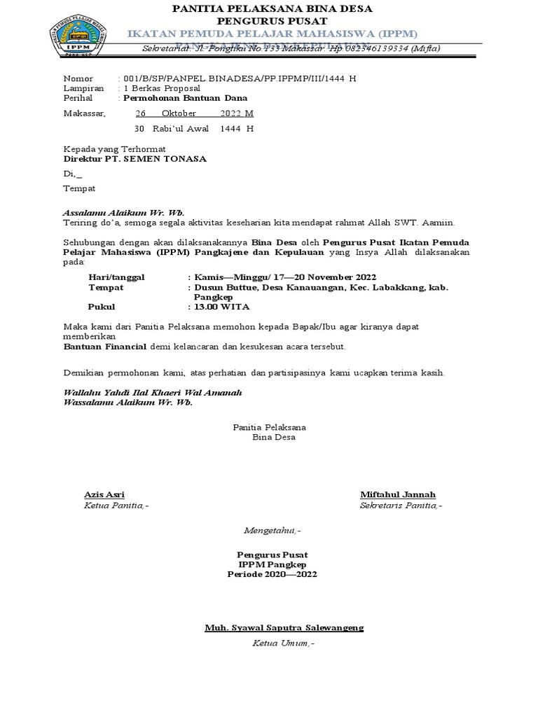 Surat Proposal Fix | PDF