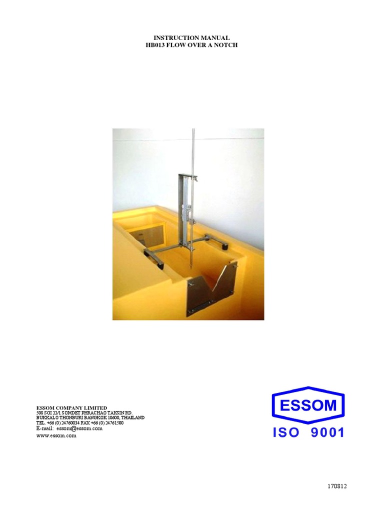 Flow Over A Notch Hb 013 Pdf Flow Measurement Pump