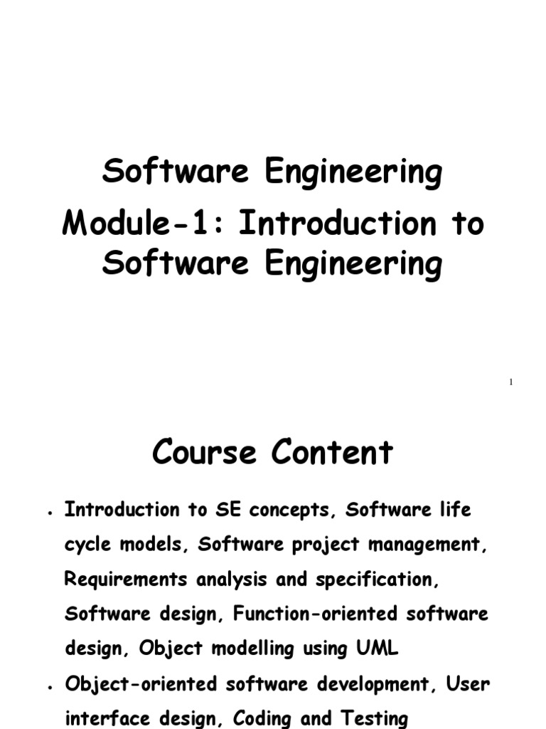 Software Engineering Ppt 1 Pdf Software Engineering