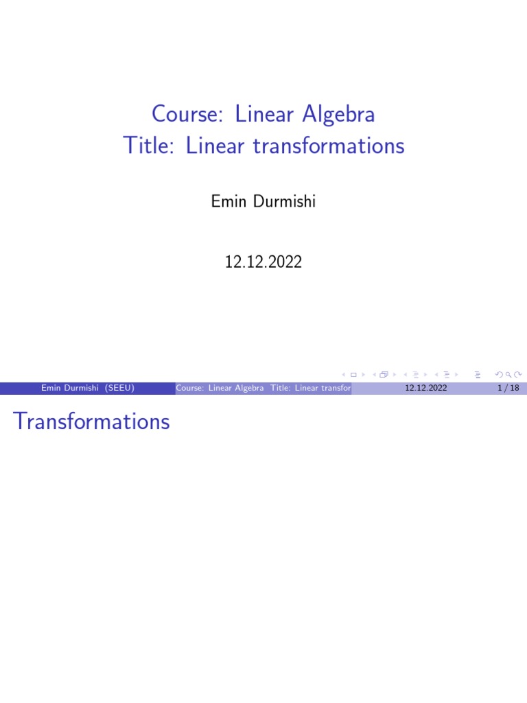 Linear Algebra - P9 (Linear Transformations) | PDF | Linear Map | Basis ... Linear Algebra - P9 (Linear Transformations) | PDF | Linear Map | Basis ...