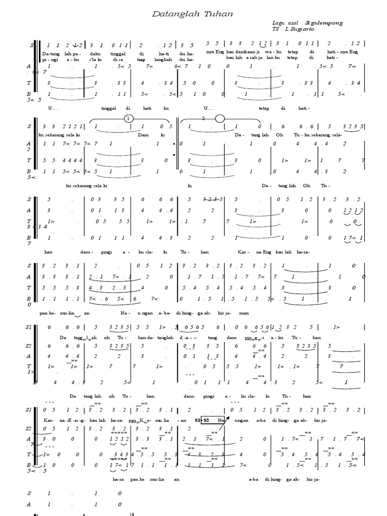 Datanglah Tuhan Sigulempong Folio | PDF