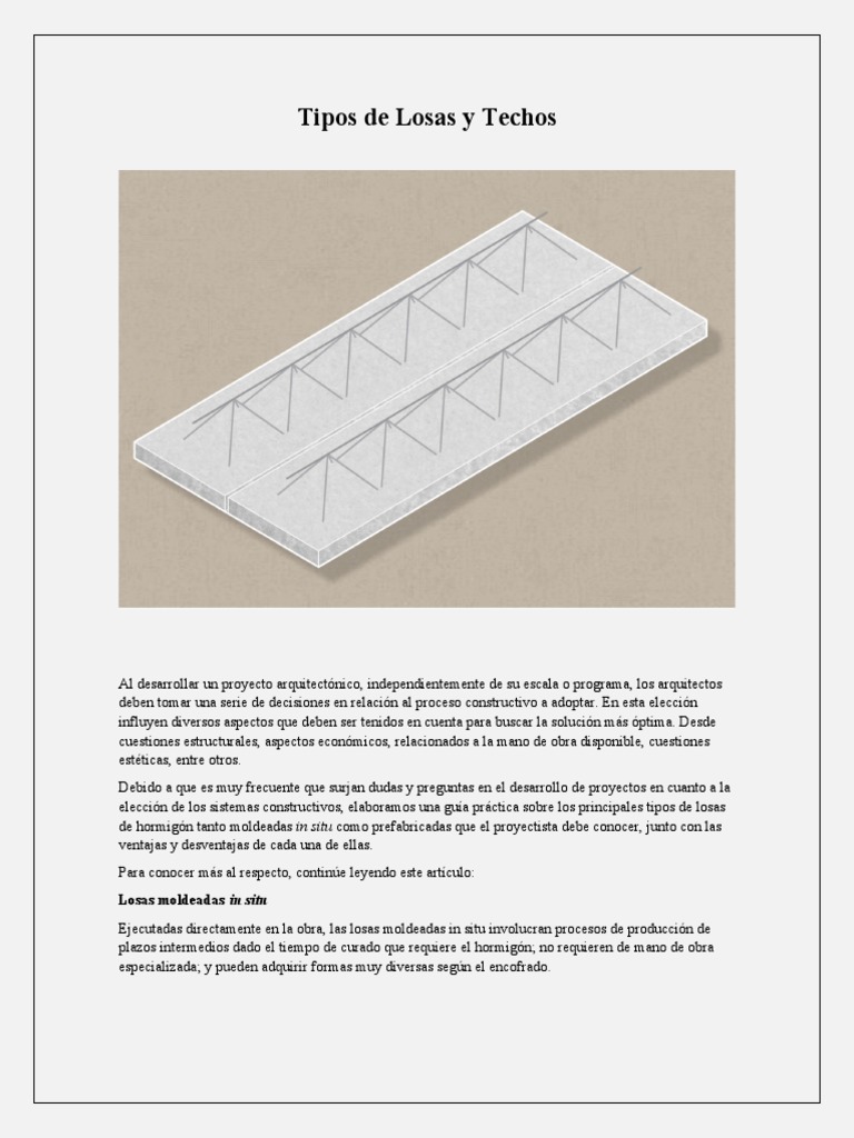 Tipos de Losas y Techos Ppa | PDF | Hormigón | Viga (Estructura)