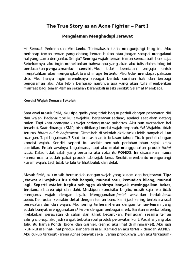 The True Story As An Acne Fighter | PDF