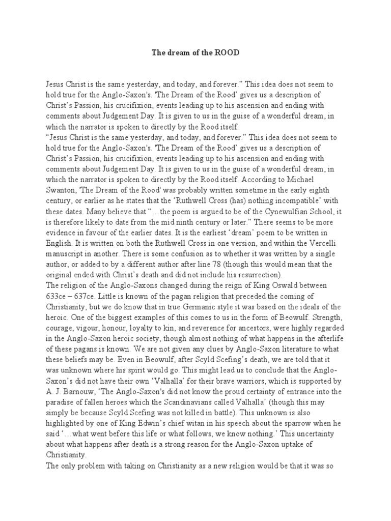 The Dream of The ROOD | Download Free PDF | Jesus | Anglo Saxons