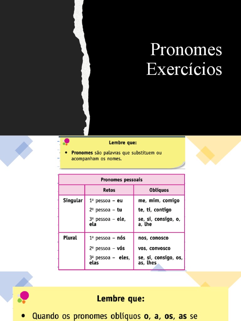 Pronomes - Exercícios | PDF | Pronome | Linguística