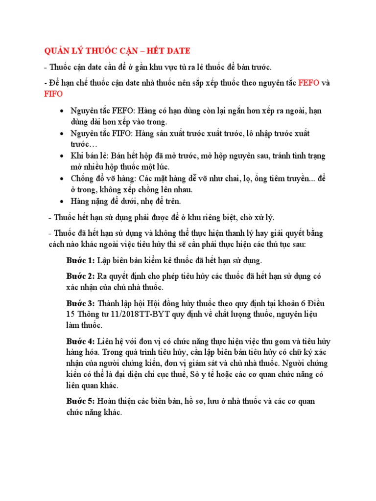 Qly Thuoc Can Date Hư NG | PDF