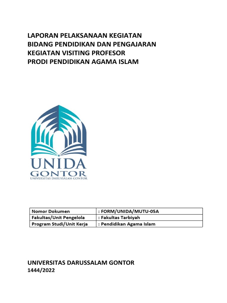 Laporan Pelaksanaan Kegiatan Visiting Professor | PDF
