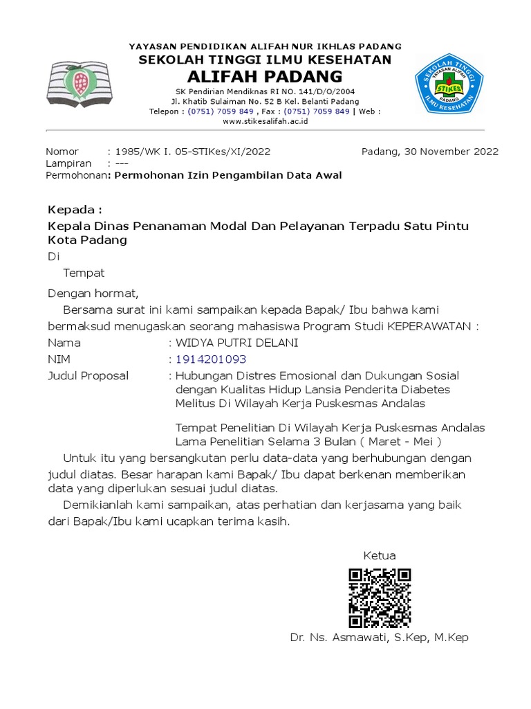 Surat Pengambilan Data Awal | PDF Surat Pengambilan Data Awal | PDF