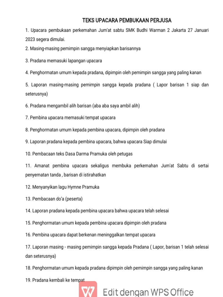 Teks Upacara PERJUSA-1 | PDF