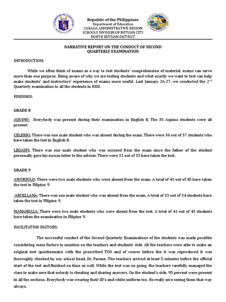 Narrative Report on 2nd Quarterly Exam | PDF