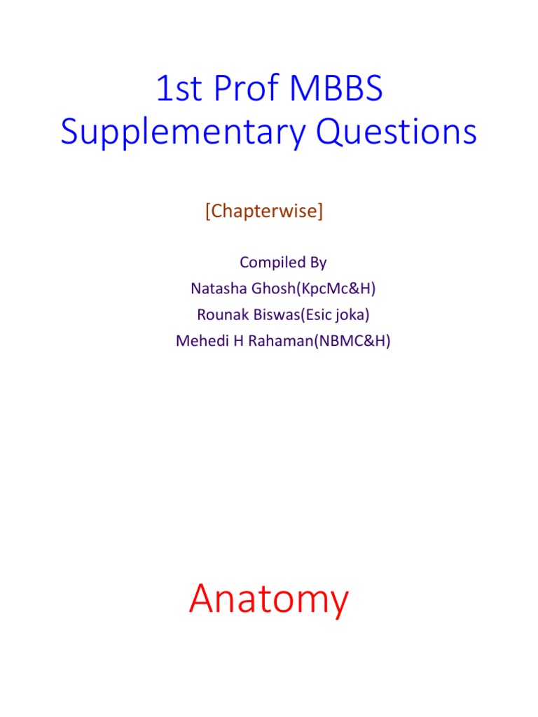 1st Prof Mbbs Supplementary 10 Years Compilation Pdf Blood Pressure